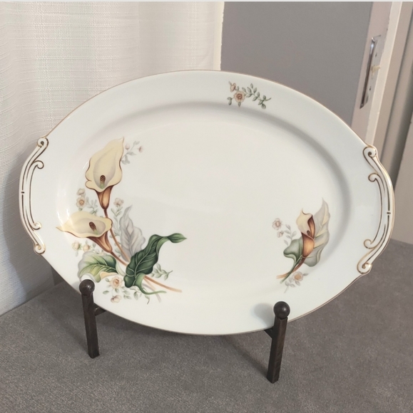 Yamaha China | Dining | Vtg Calla Lily Platter Xl Scroll Edge Handles ...